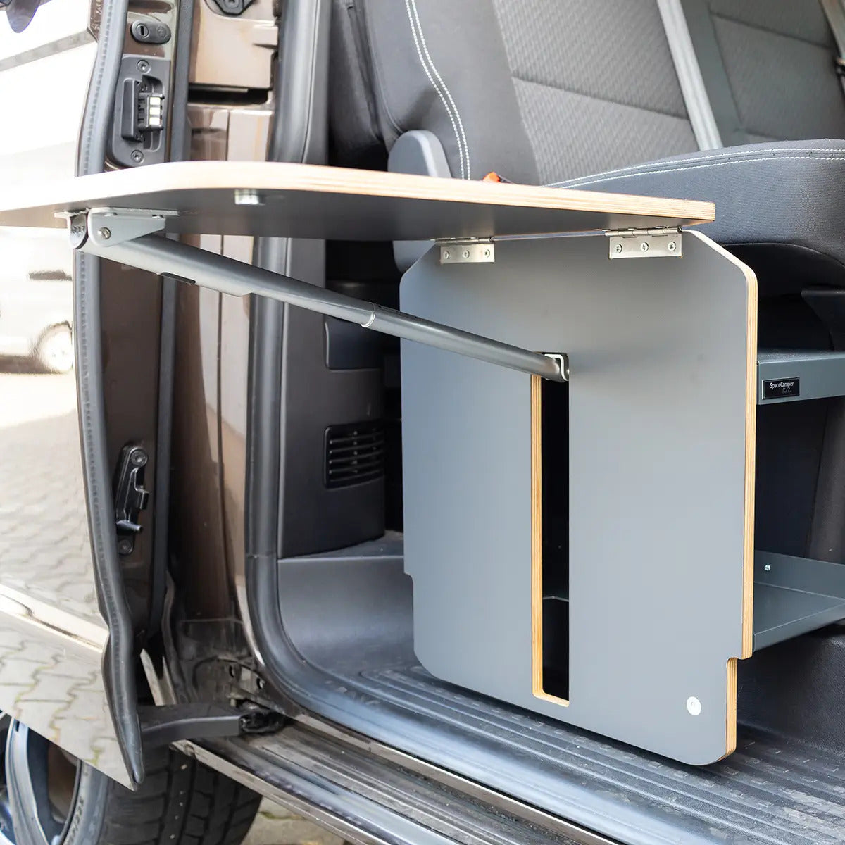 TableBox Stauram with folding table for VW T5 / T6 / T6.1 Multivan ...